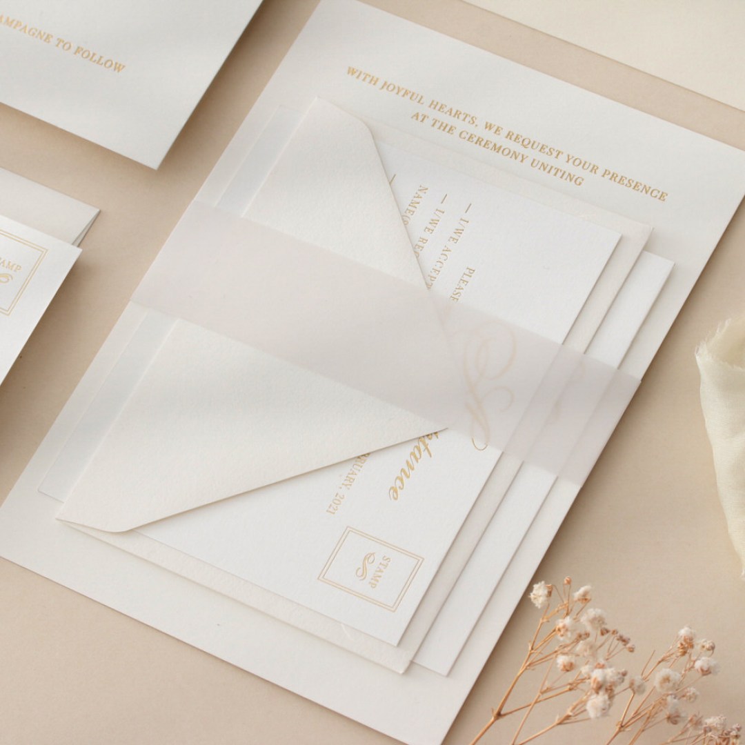 Timeless Elegance: Gold Foil & Embossed Names Wedding Cards
