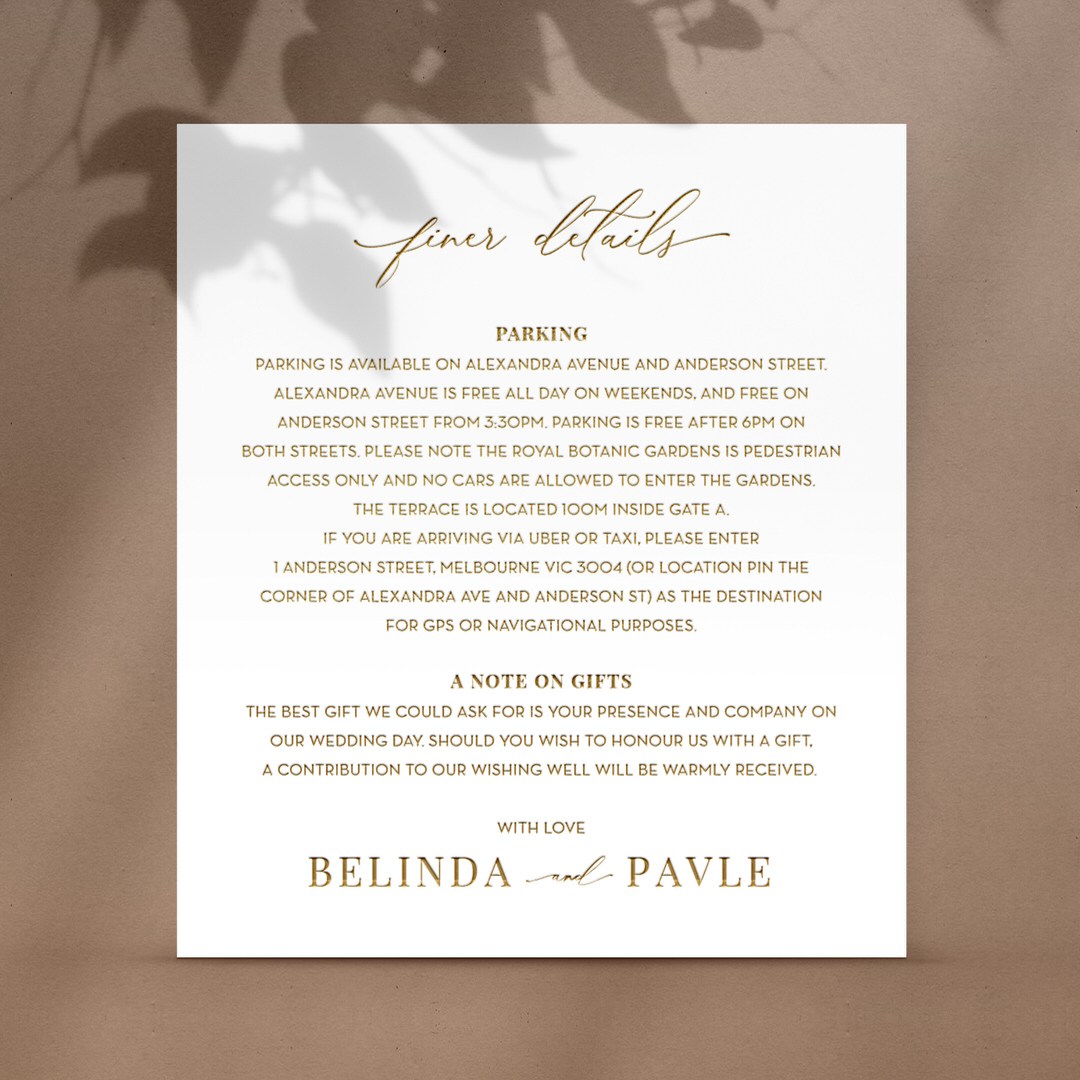 Wedding Reception Cards, Matching Styles