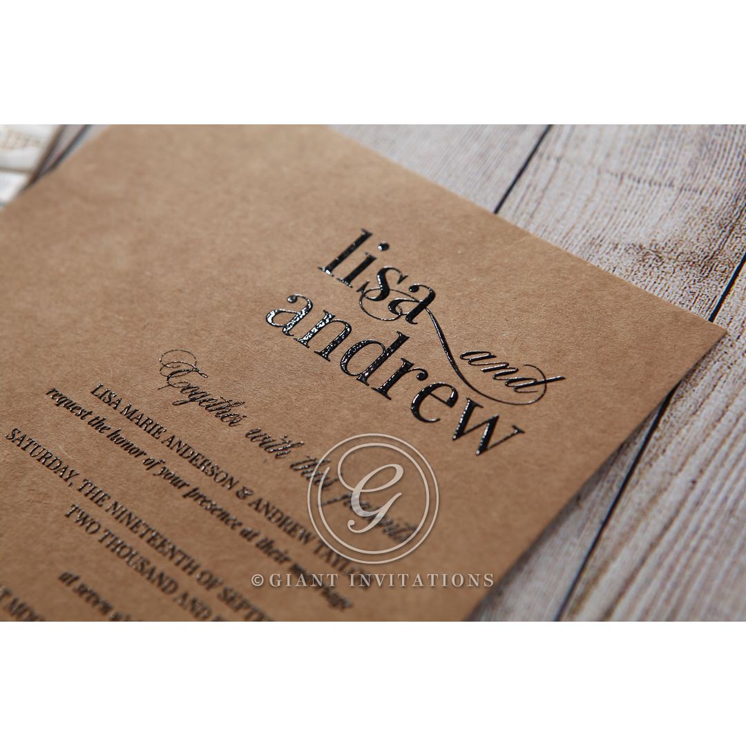 Rustic Romance Laser Cut Sleeve Wedding Invitations