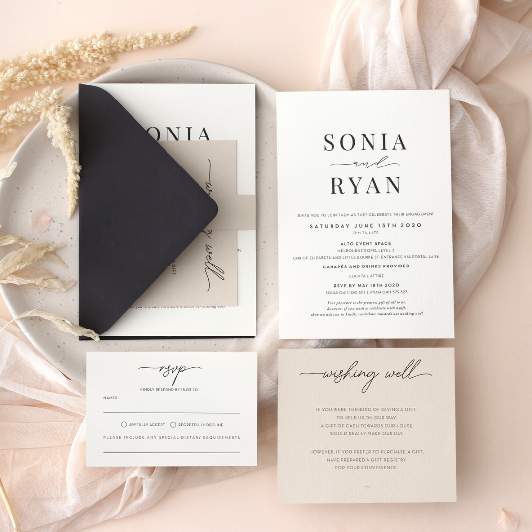 Simple Monochrome - Wedding Invitations - KI300-BL-02 - 185292