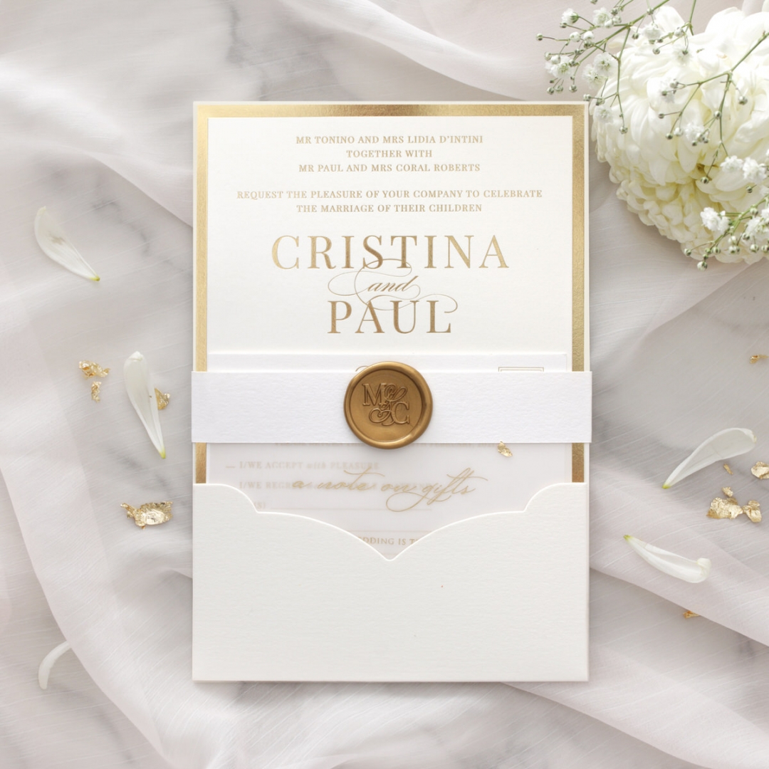 Gold Foil Wedding Invitations- Silver, Rose Gold Foil Invitations