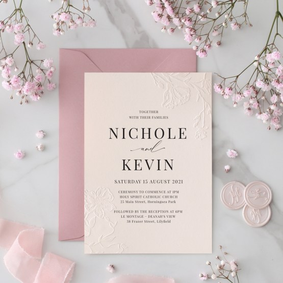 Floral Wedding Invitations | Colour or White Ink Printed Cards