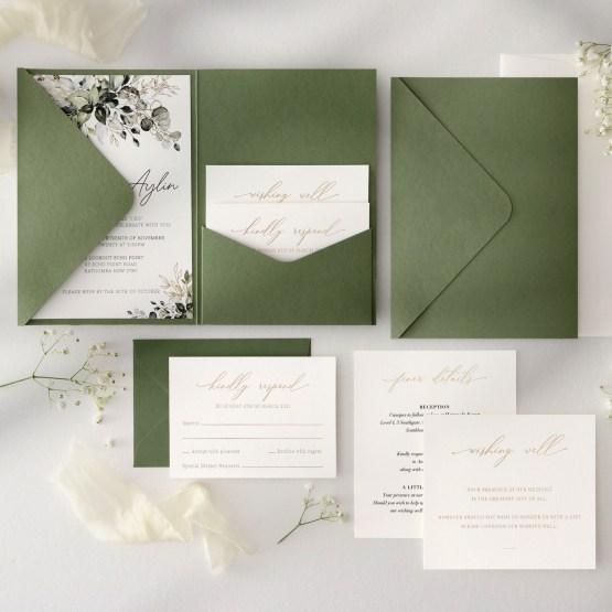 Olive Pocket Invitations