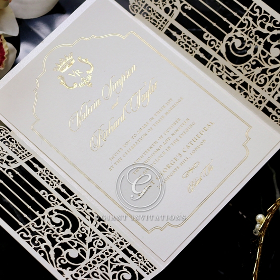 Victorian Engraved Invitation Dreamy & Deluxe Laser Cut & Foil Castle